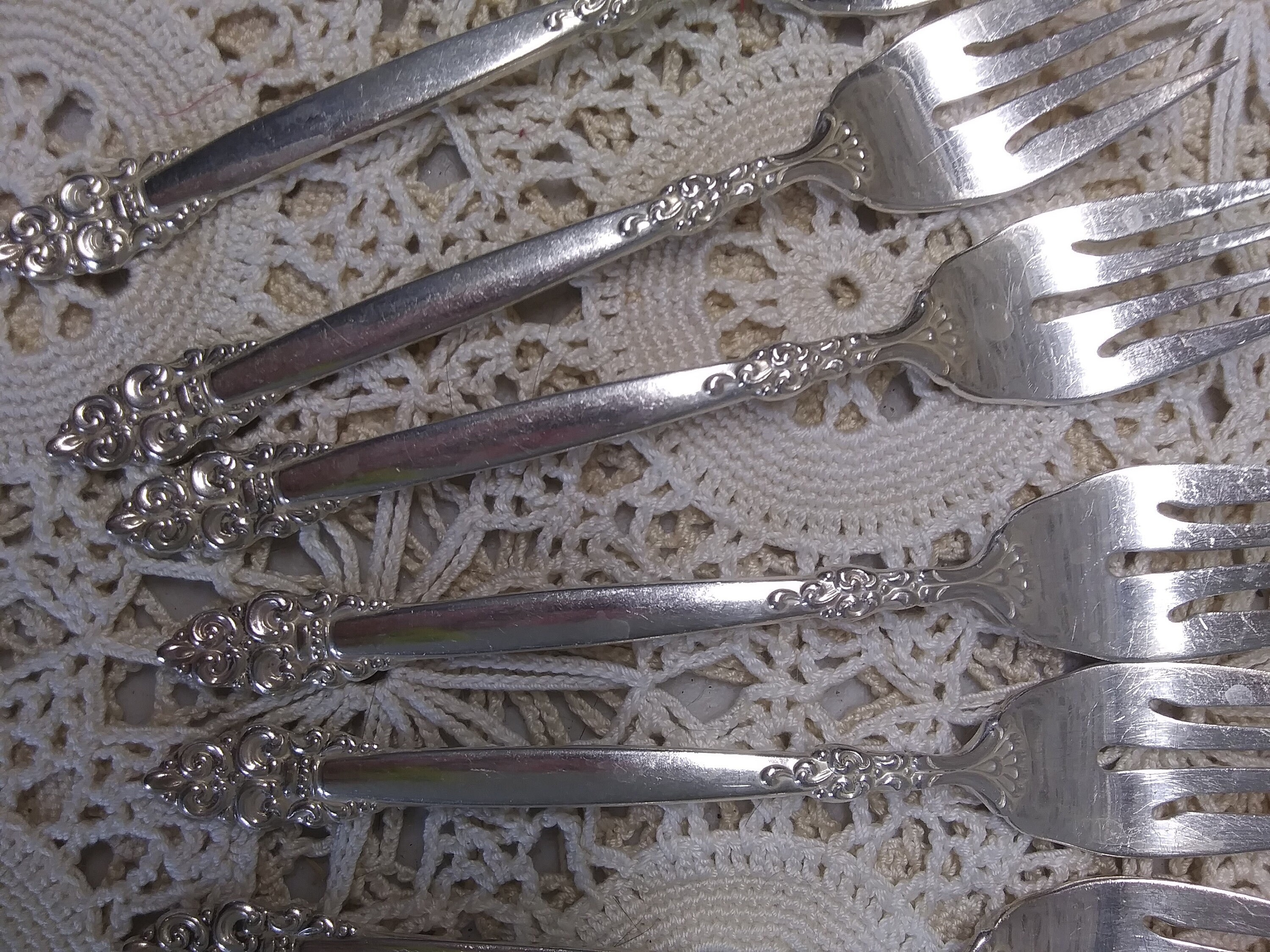 Vintage Community Silverware Set Cake Forks, 8 Spanish Crown Flatware ...
