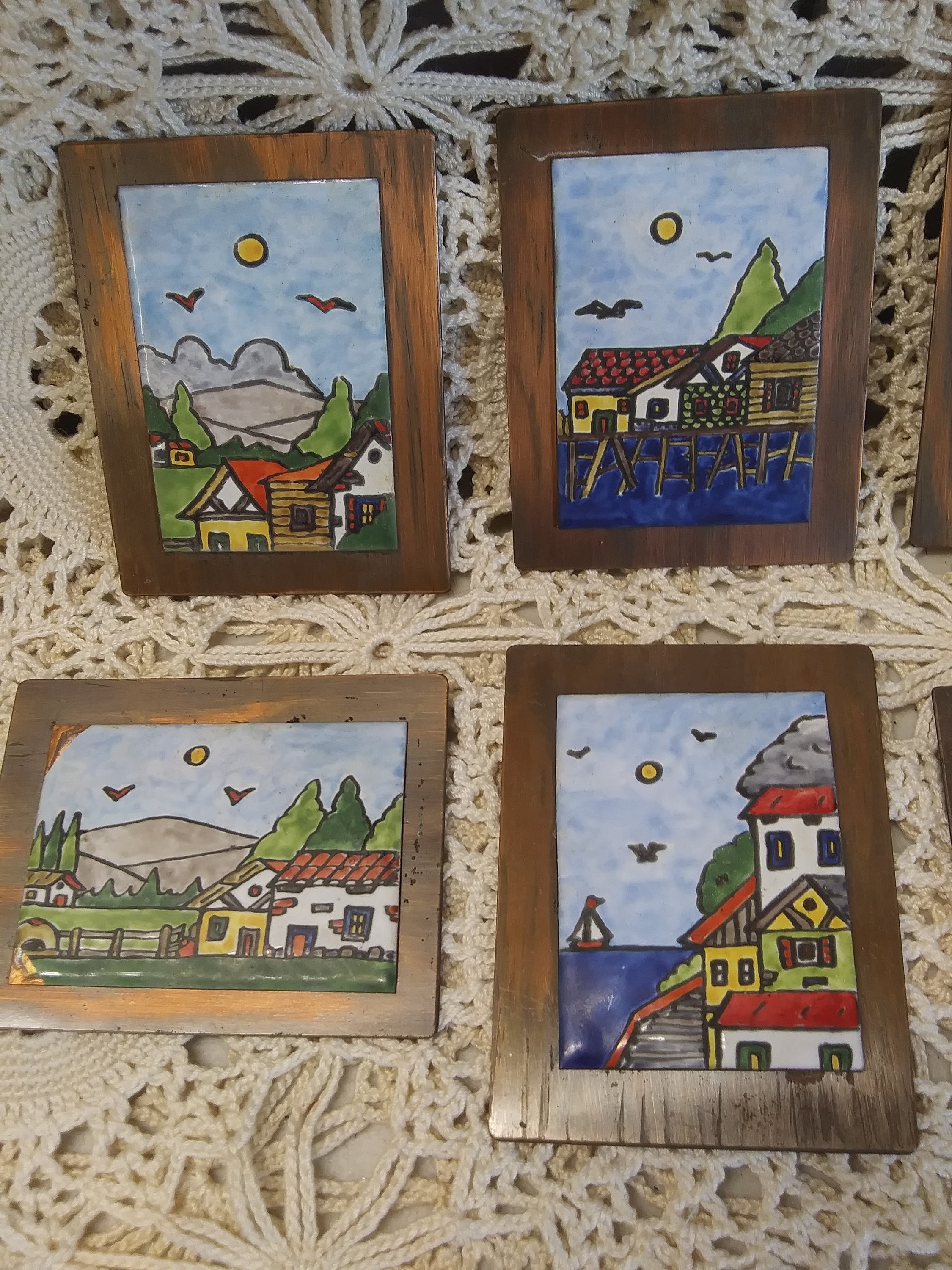 Vintage Canelo Chile Original Miniatures village View Ceramic Inlay Set ...