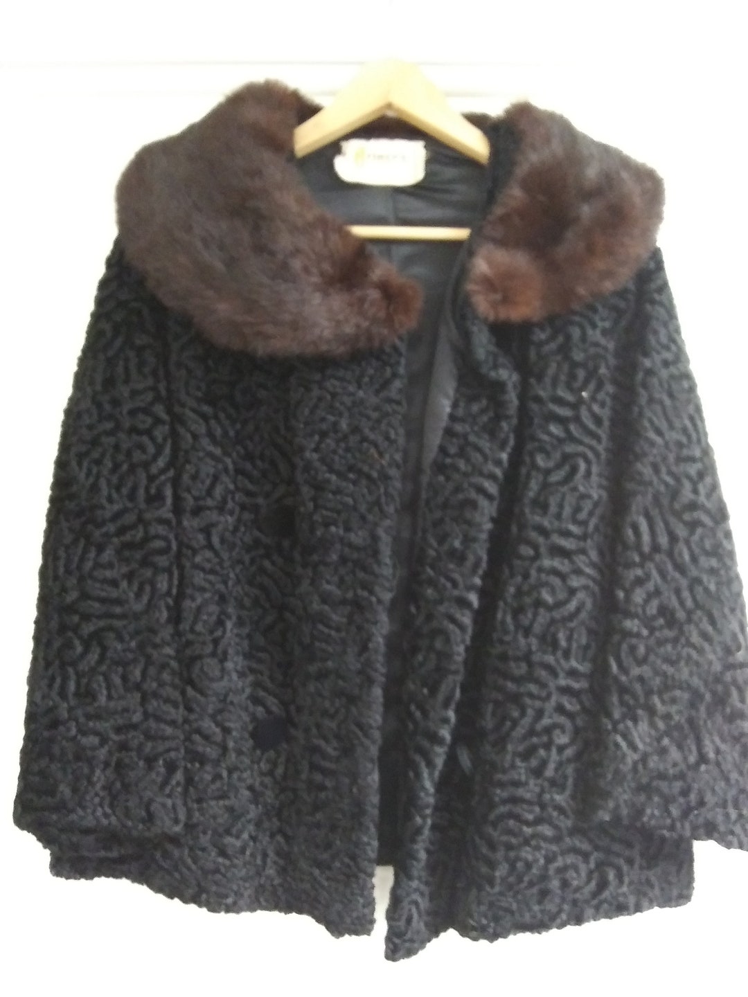 Vintage Curly Lambswool Coat With Fur Collar - Etsy
