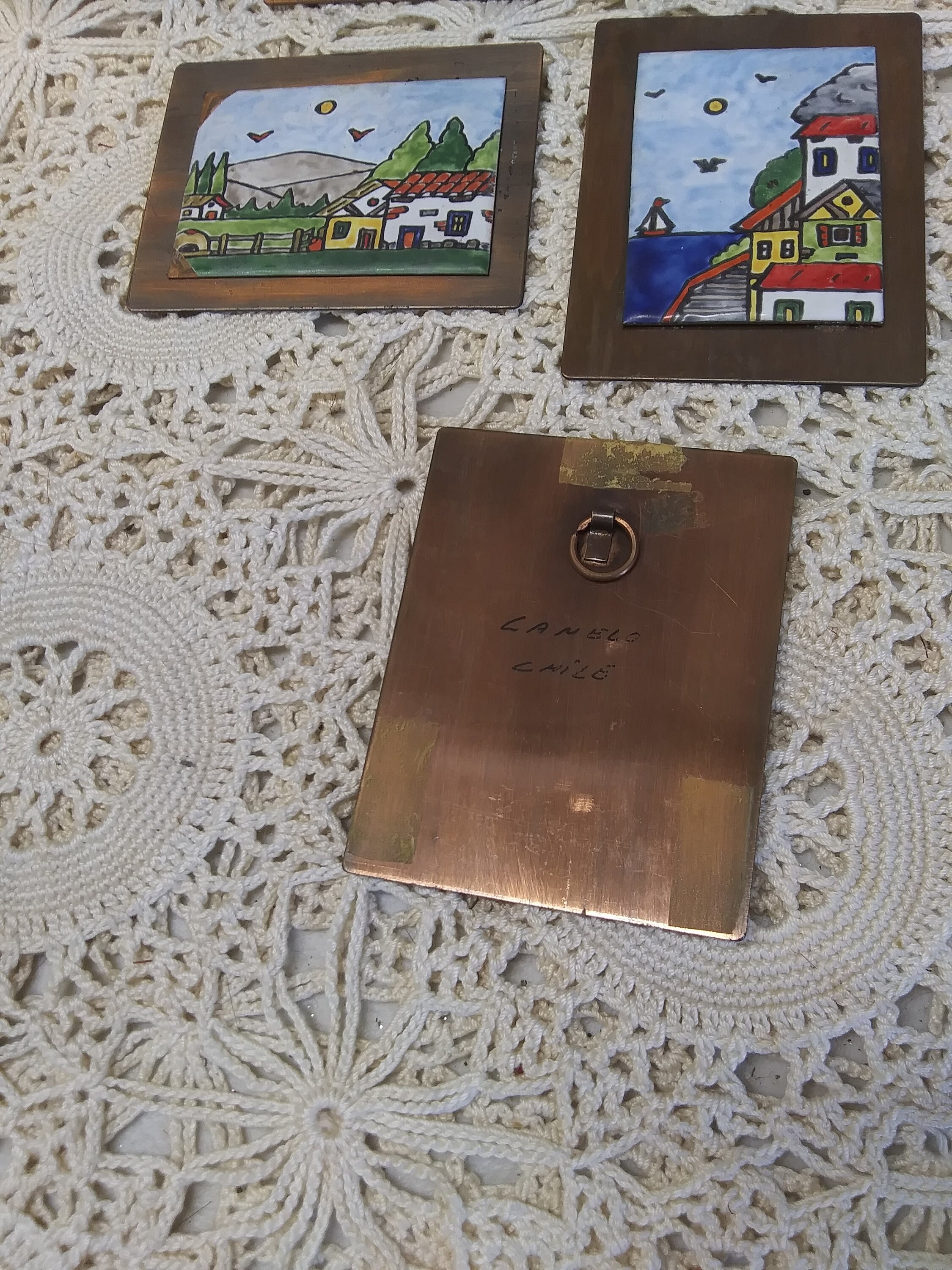 Vintage Canelo Chile Original Miniatures village View Ceramic Inlay Set ...