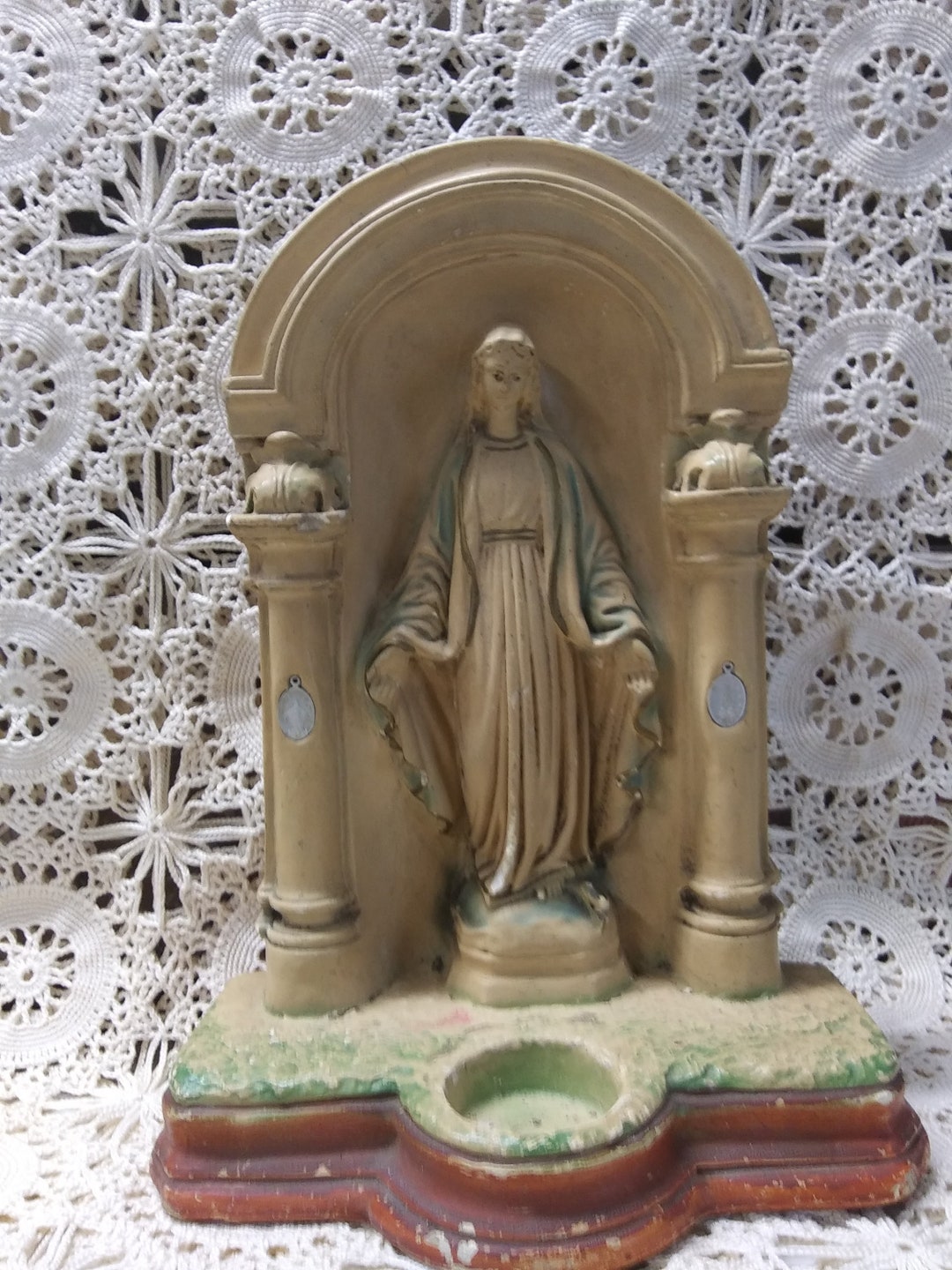 Vintage Virgin Mary Chalkware Religious Shrine 1935 Holy Water - Etsy