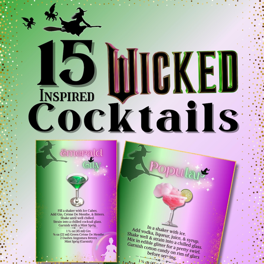 15 Wicked Inspired Cocktail Recipe Cards: Printable | Magical | Witch ...