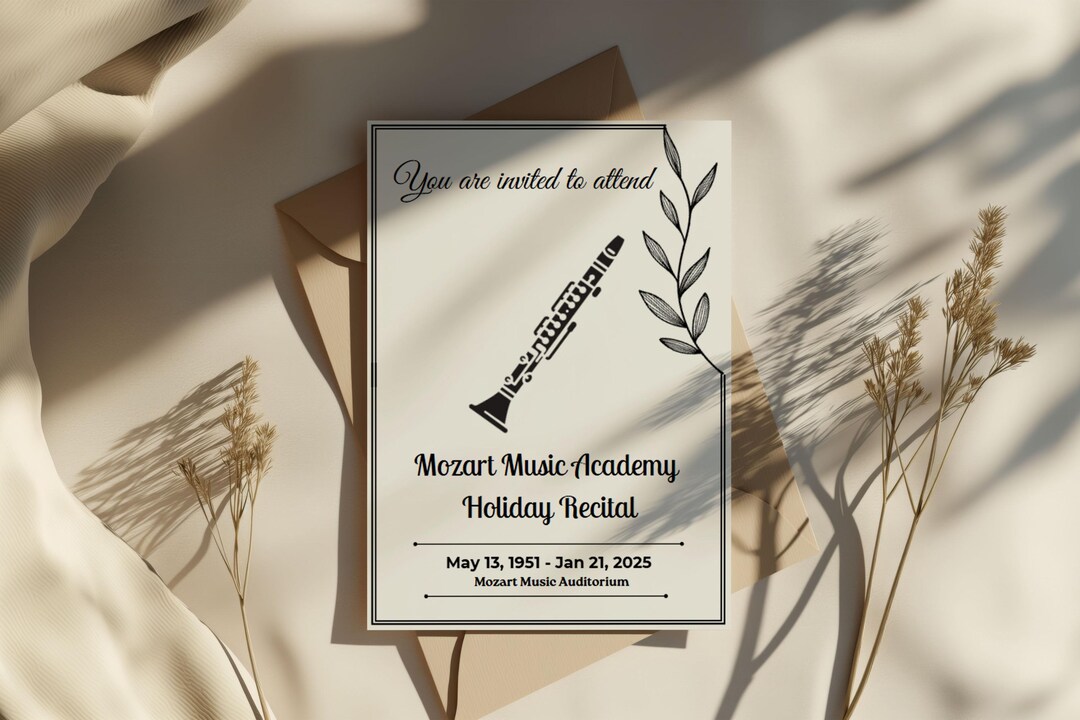 Woodwind Recital Invitation Template, Editable Printable Music Studio ...