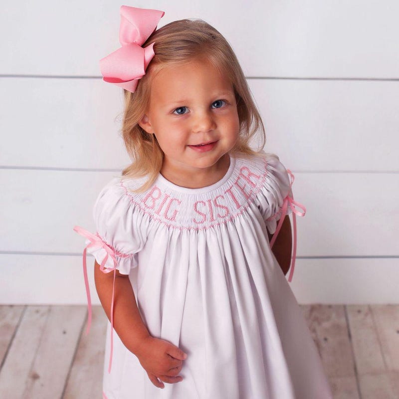 Pink Smocked White Dress - Etsy
