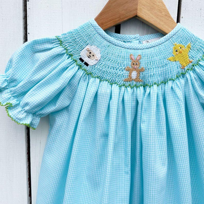 Girls Smocked Easter Dress Bunny Chick Lamb Easter Bishop - Etsy