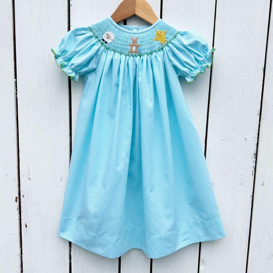 Girls Smocked Easter Dress Bunny Chick Lamb Easter Bishop - Etsy