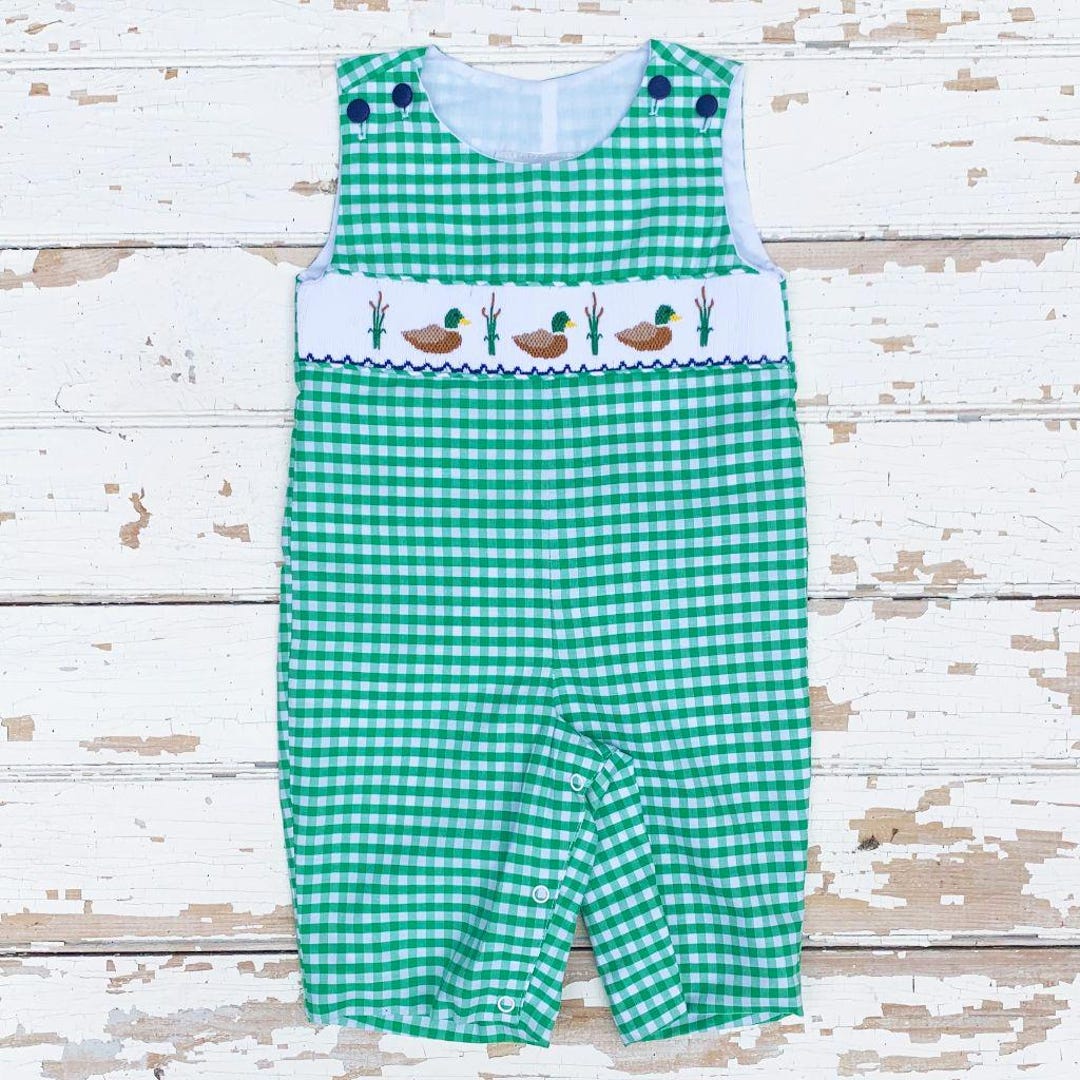 Smocked Mallard Duck Longall Baby Toddler Boy Duck Hunting Fall Hand ...