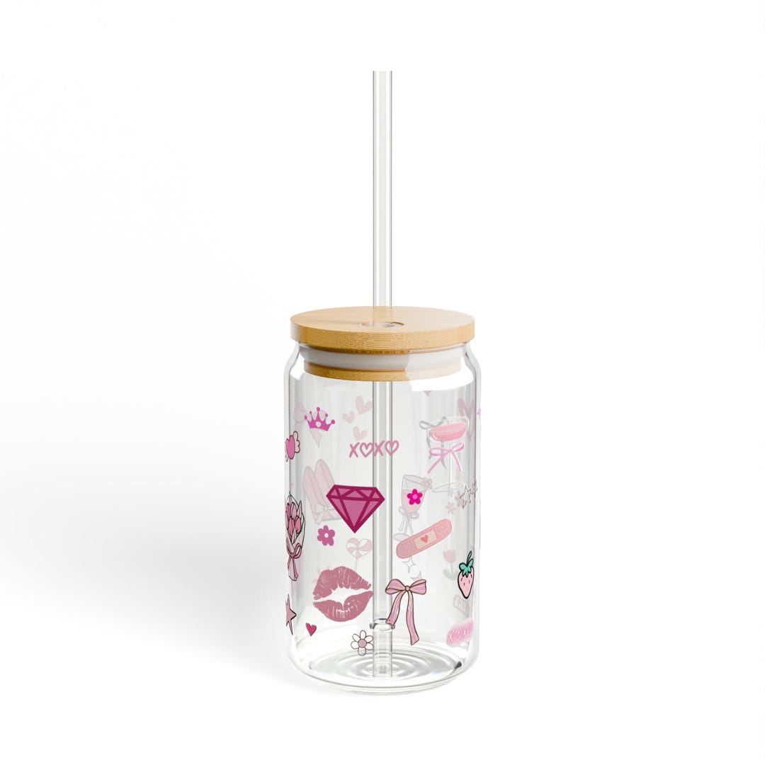 Trendy Cute Aesthetic Sipper Glass, Best for Gifts, Valentines, Girly ...