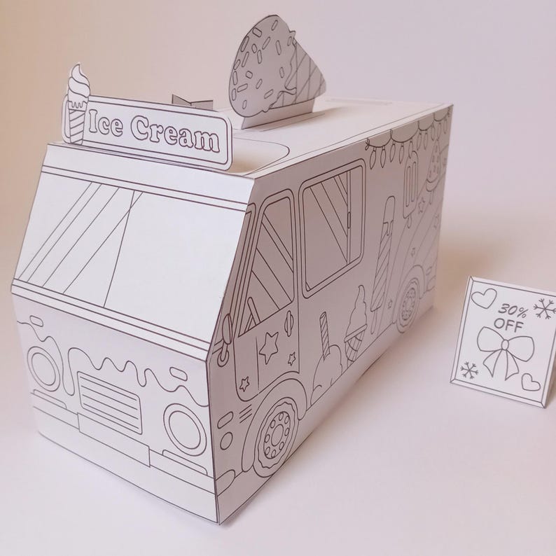 Ice Cream Truck Printable, Craft to Color & Assemble, Summer Activity ...