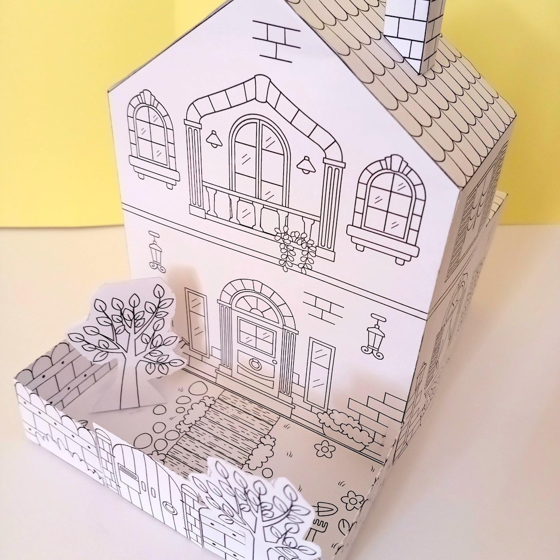 3D Paper House Template: Color, Cut & Assemble DIY Craft (PDF Download ...