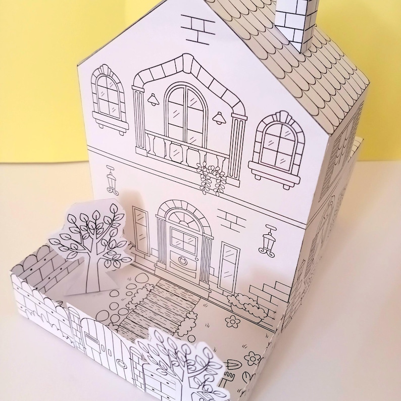 3D Paper House Template: Color, Cut & Assemble DIY Craft (PDF Download ...