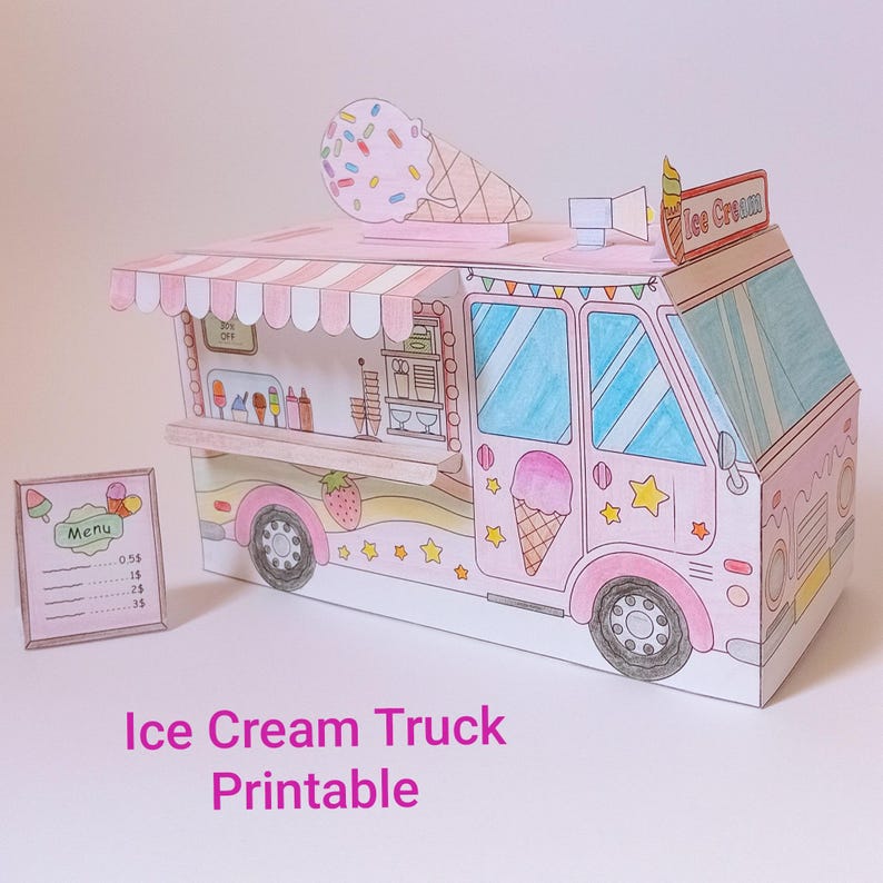 Ice Cream Truck Printable, Craft to Color & Assemble, Summer Activity ...