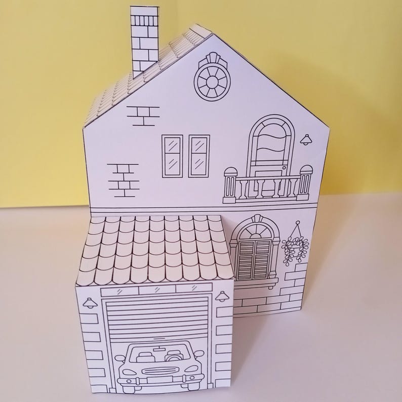 3D Paper House Template: Color, Cut & Assemble DIY Craft (PDF Download ...