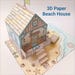 3D Paper Beach Cottage Template: Seaside Coloring Craft (PDF Download ...