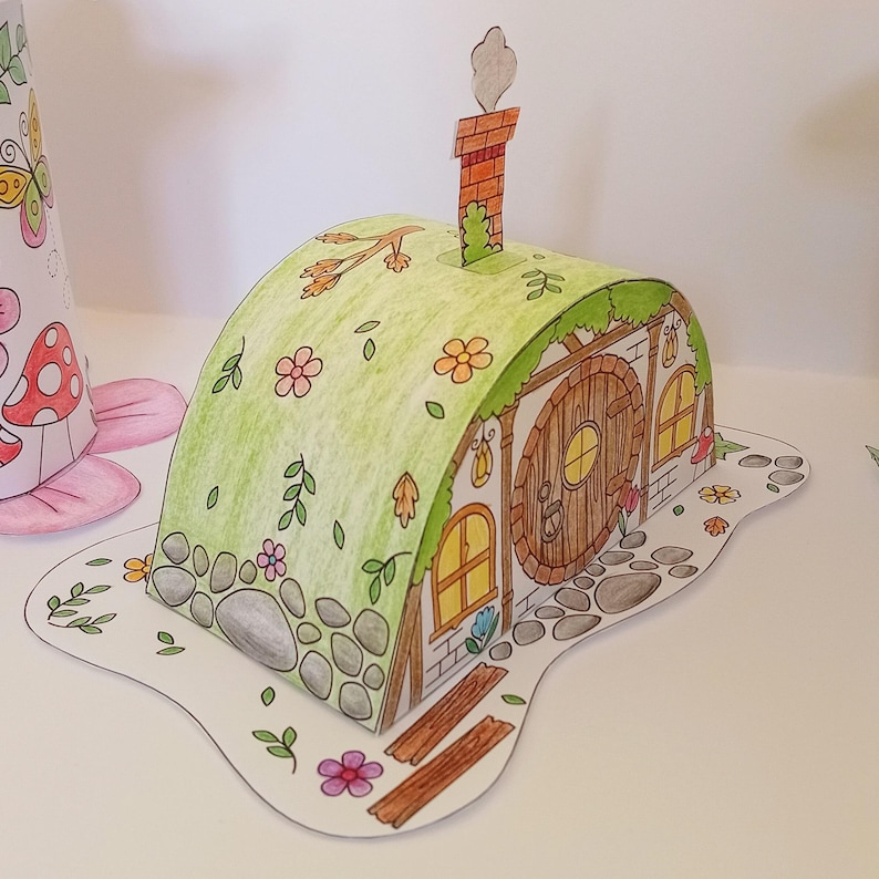Fairy Paper Houses Printable Template: Color, Cut & Assemble DIY Craft ...
