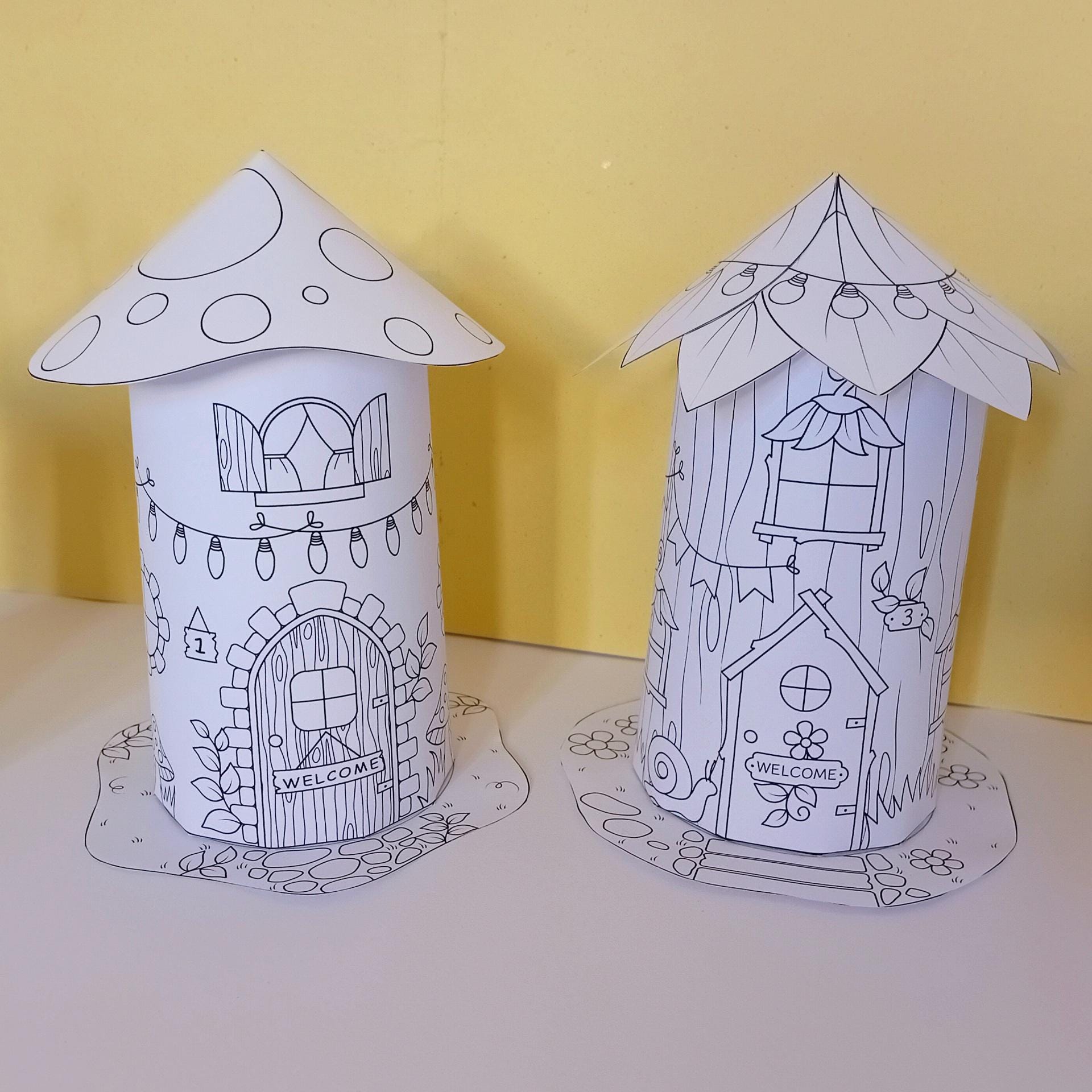 Fairy Paper Houses Printable: DIY Craft, Color & Assemble (PDF Download ...