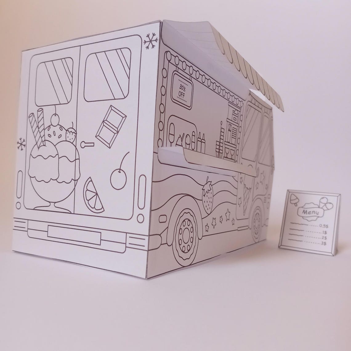 Ice Cream Truck Printable, Craft to Color & Assemble, Summer Activity ...