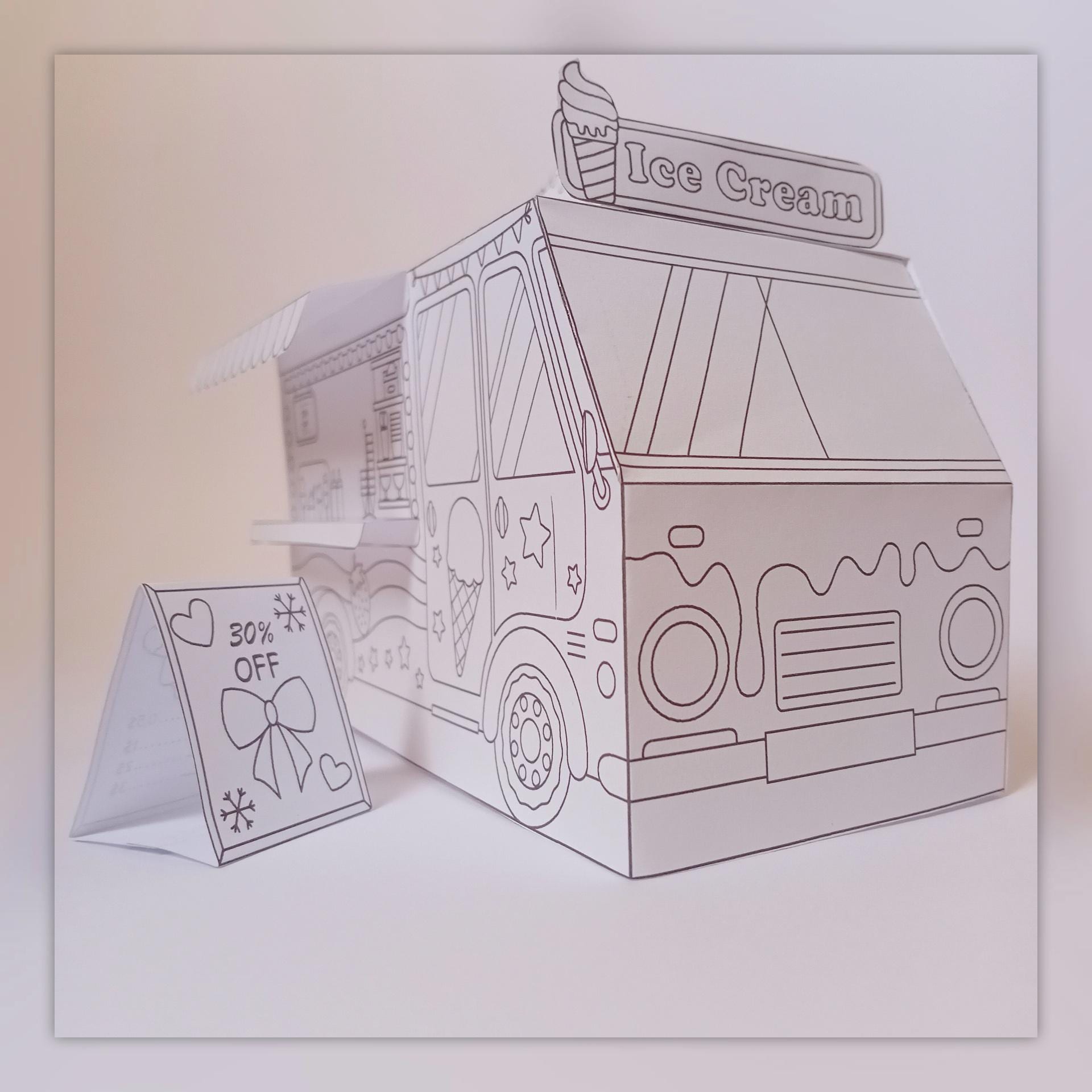 Ice Cream Truck Printable, Craft to Color & Assemble, Summer Activity ...