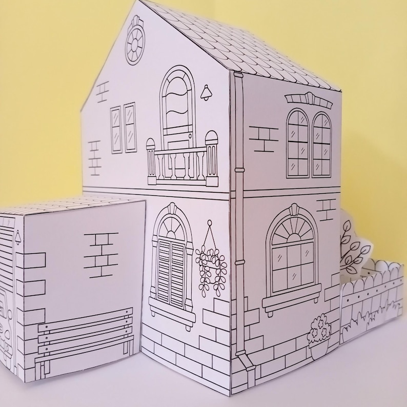 3D Paper House Template: Color, Cut & Assemble DIY Craft (PDF Download ...