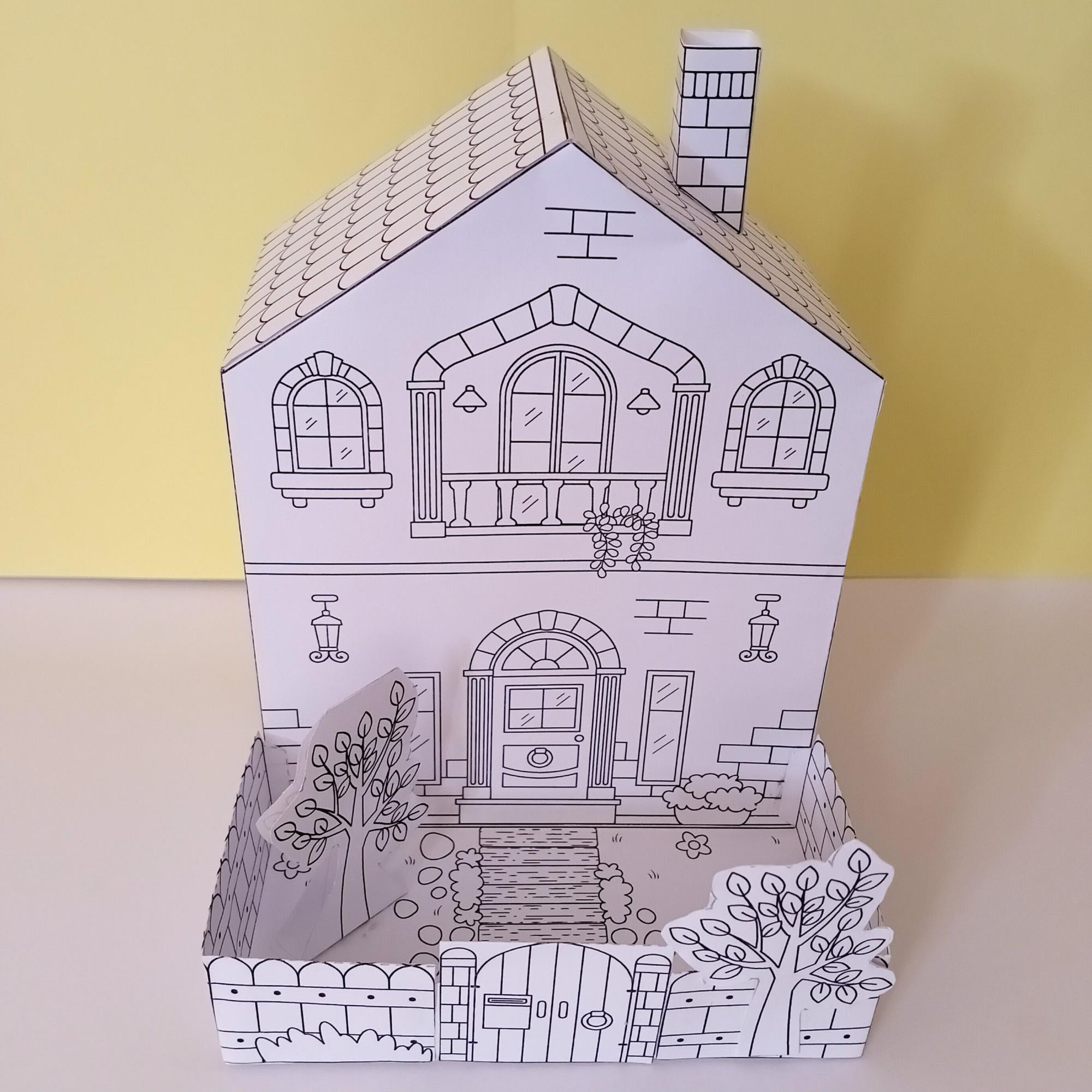 3D Paper House Template: Color, Cut & Assemble DIY Craft (PDF Download ...