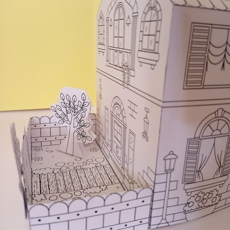 3D Paper House Template: Color, Cut & Assemble DIY Craft (PDF Download ...