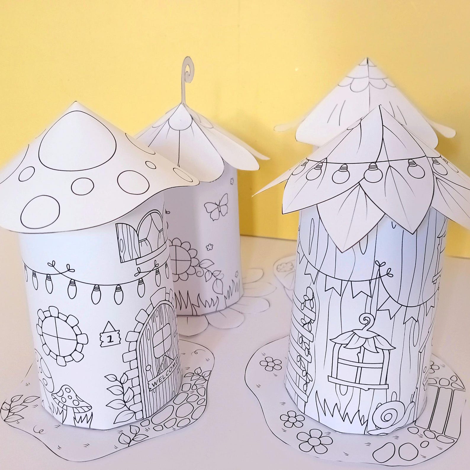 Fairy Paper Houses Printable: DIY Craft, Color & Assemble (PDF Download ...