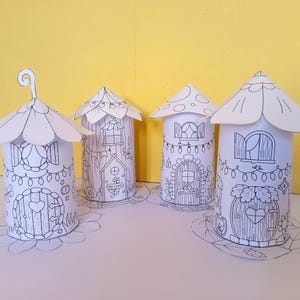 Fairy Paper Houses Printable: DIY Craft, Color & Assemble (PDF Download ...