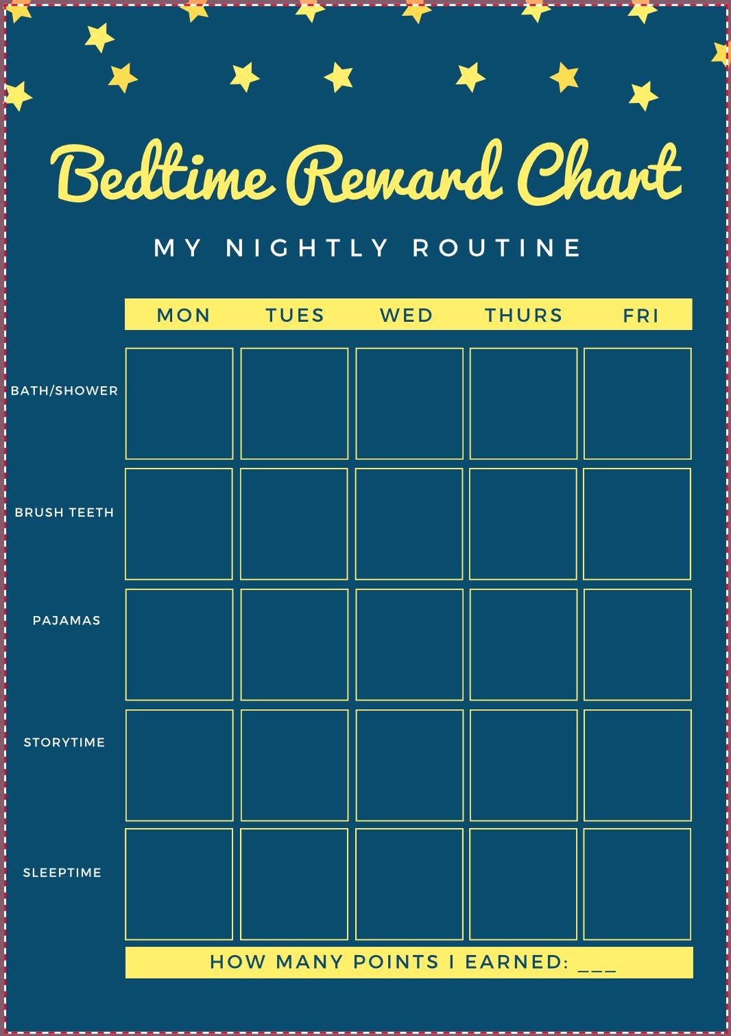 Printable Children’s Reward Chart - Etsy