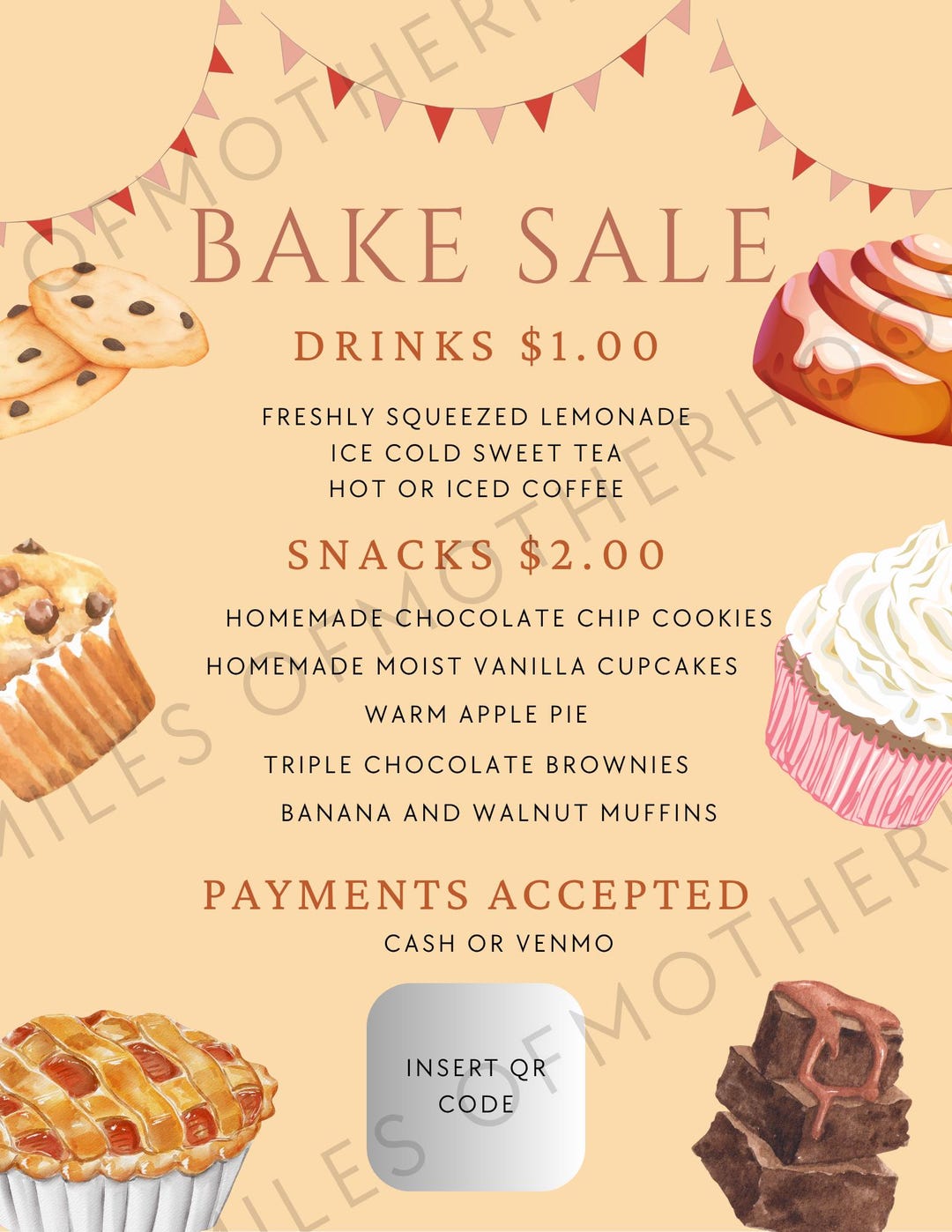 Editable Bake Sale Menu! - Etsy