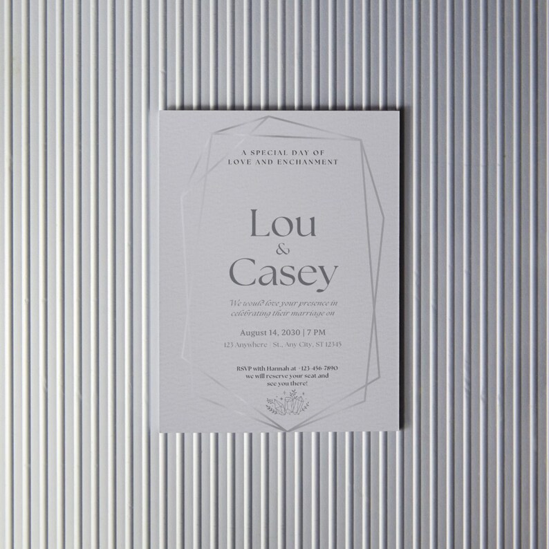 Editable Minimalist Silver Digital Wedding Invitation Template | Sliver ...