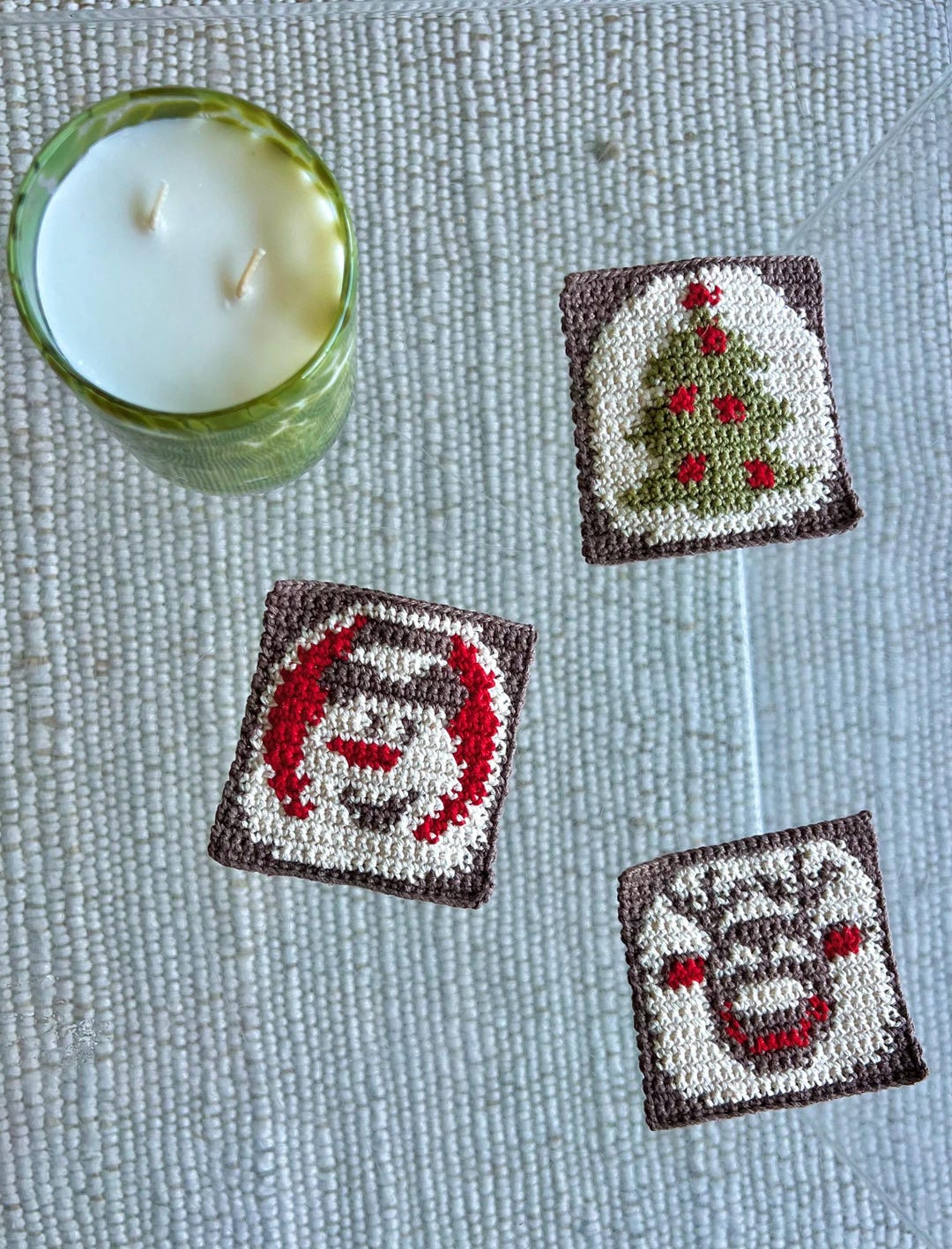 Christmas Crochet Coaster Pattern Bundle | Reindeer, Snowman & Tree ...