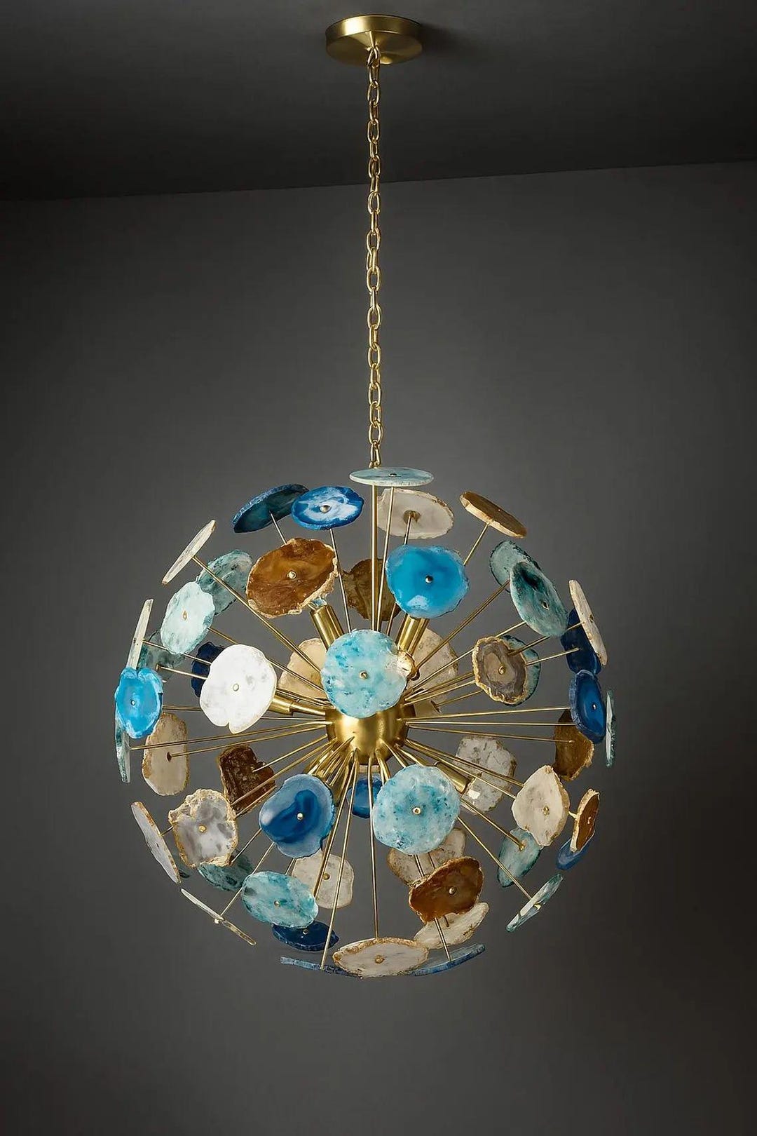 Mid Century Blue Agate Sputnik Chandelier , Modern STELLAR Agate ...
