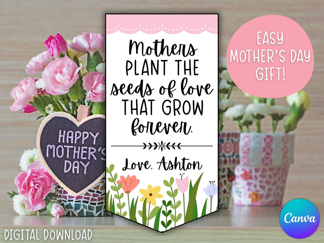 Editable Mother’s Day Plant Tag Template, Printable Classroom Mother’s ...