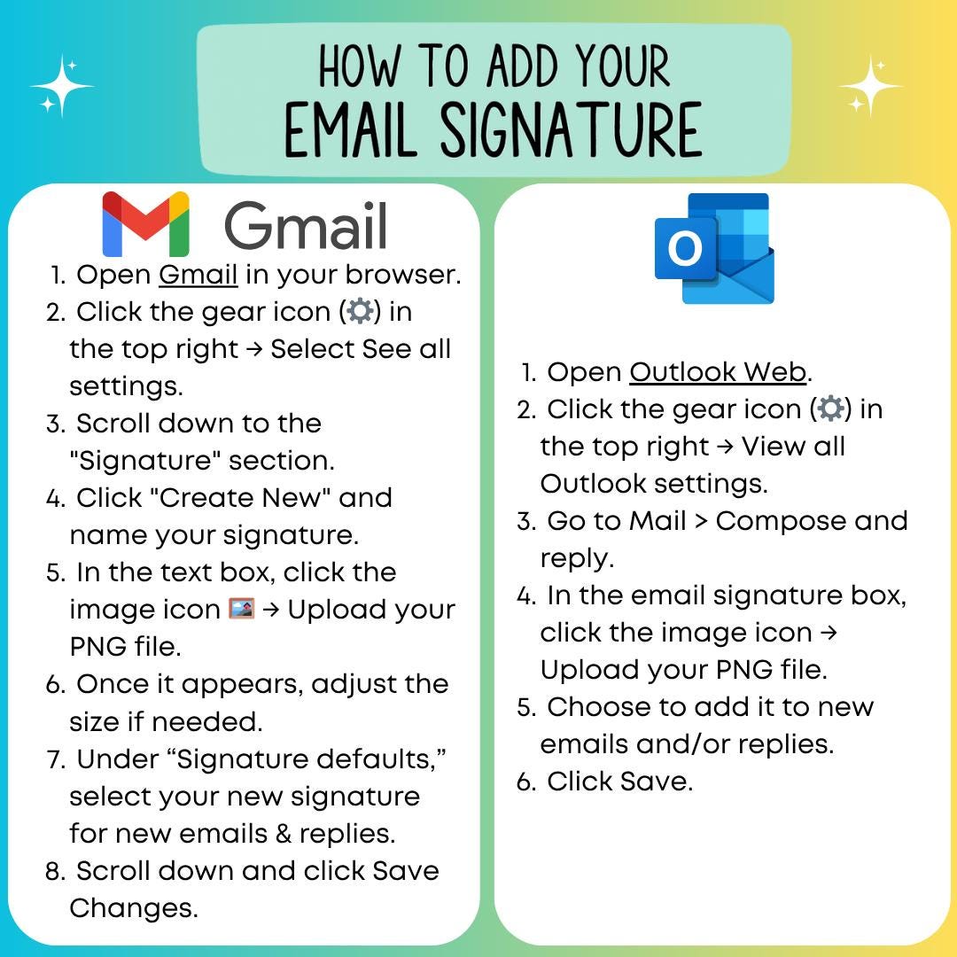 Cute Teacher Email Signature Templates, Canva PNG Signature for Gmail ...
