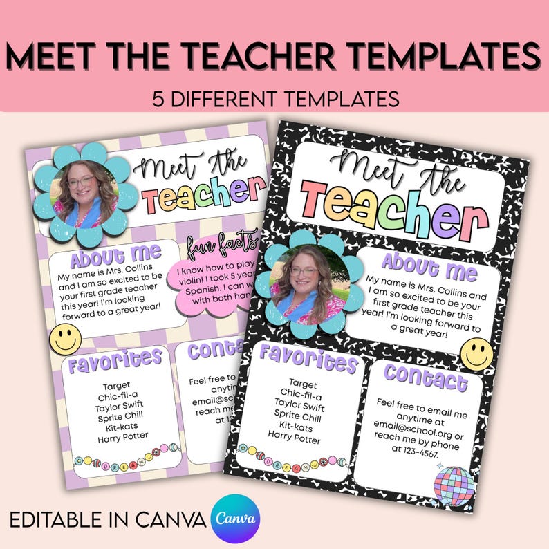 Meet the Teacher Template Editable, Back to School Canva Template ...