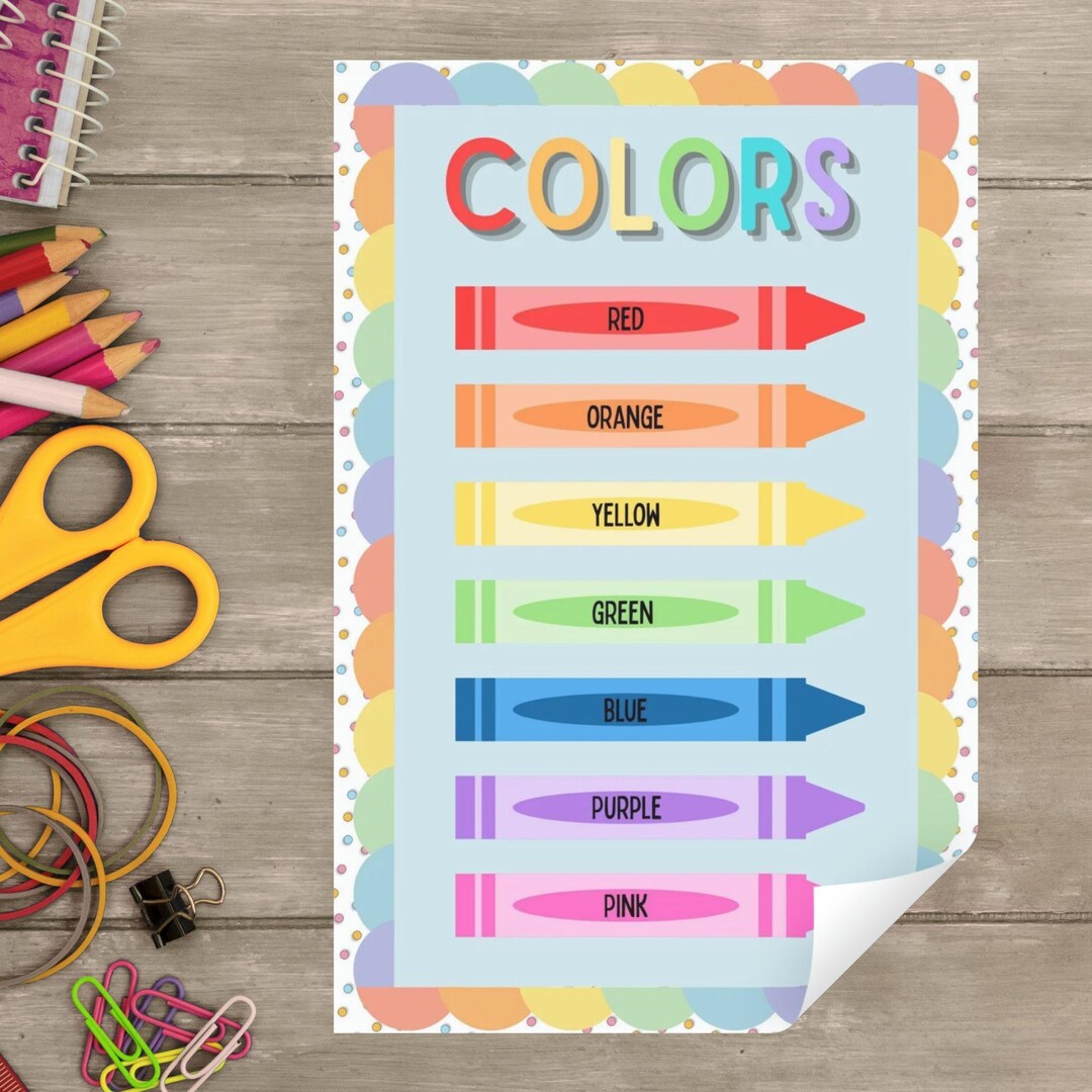 Crayon Colors Poster for Classroom, Rainbow Classroom Decor, Kids ...