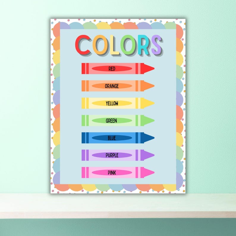 Crayon Colors Poster for Classroom, Rainbow Classroom Decor, Kids ...