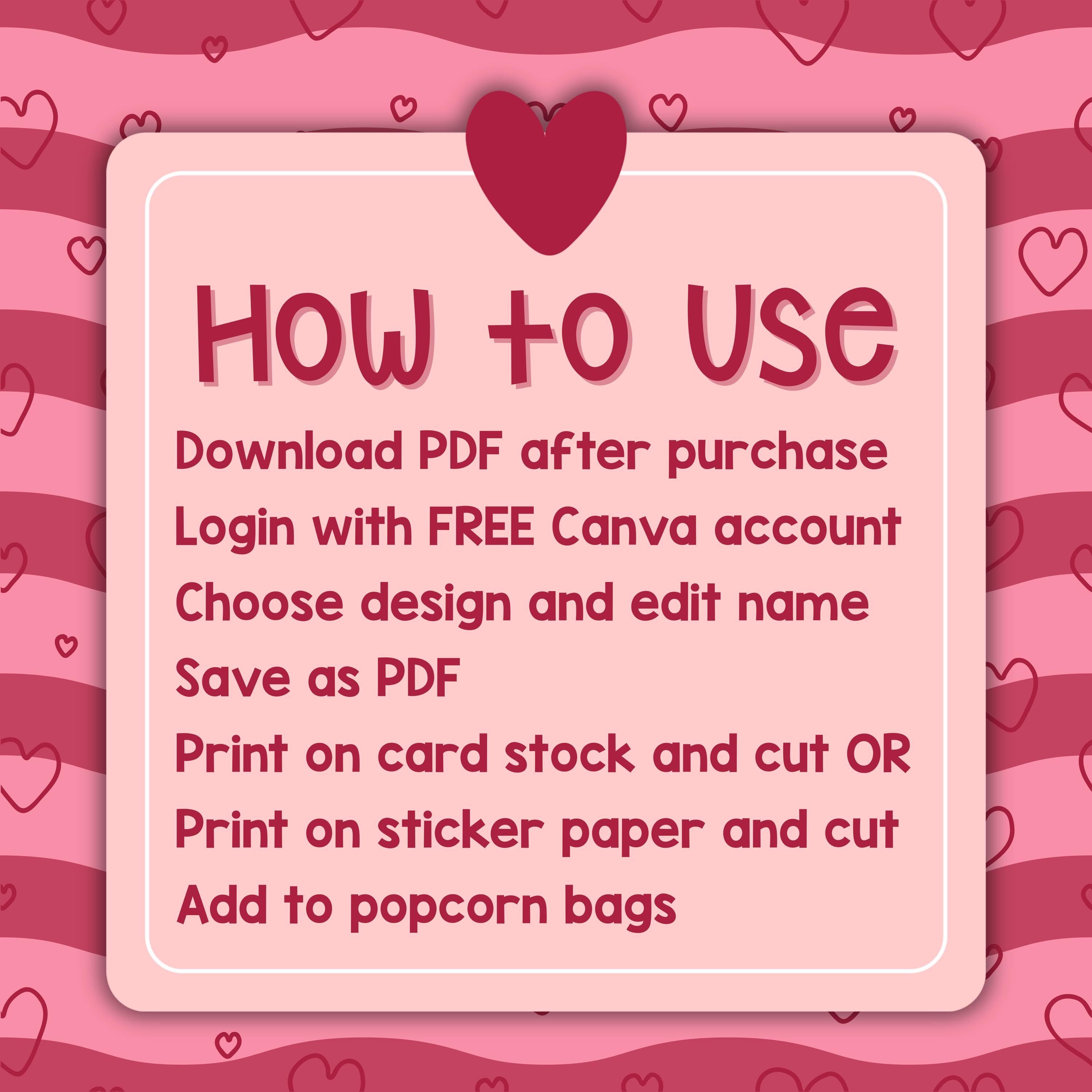 Kids Popcorn Valentine Printable, Poppin Valentine’s Day Tag, Editable ...