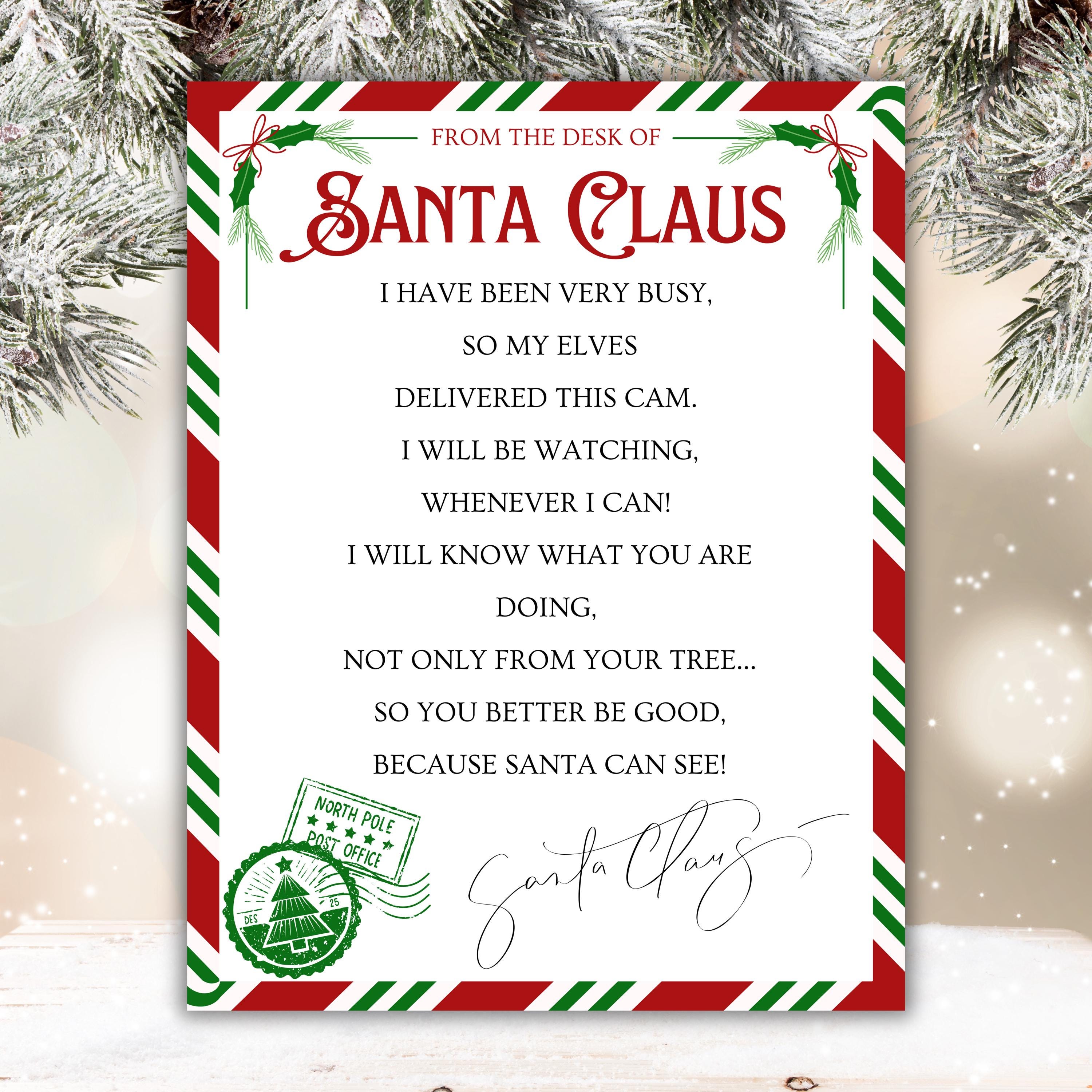 Santa Cam Letter Printable | Letter From Santa | From the Desk of Santa ...