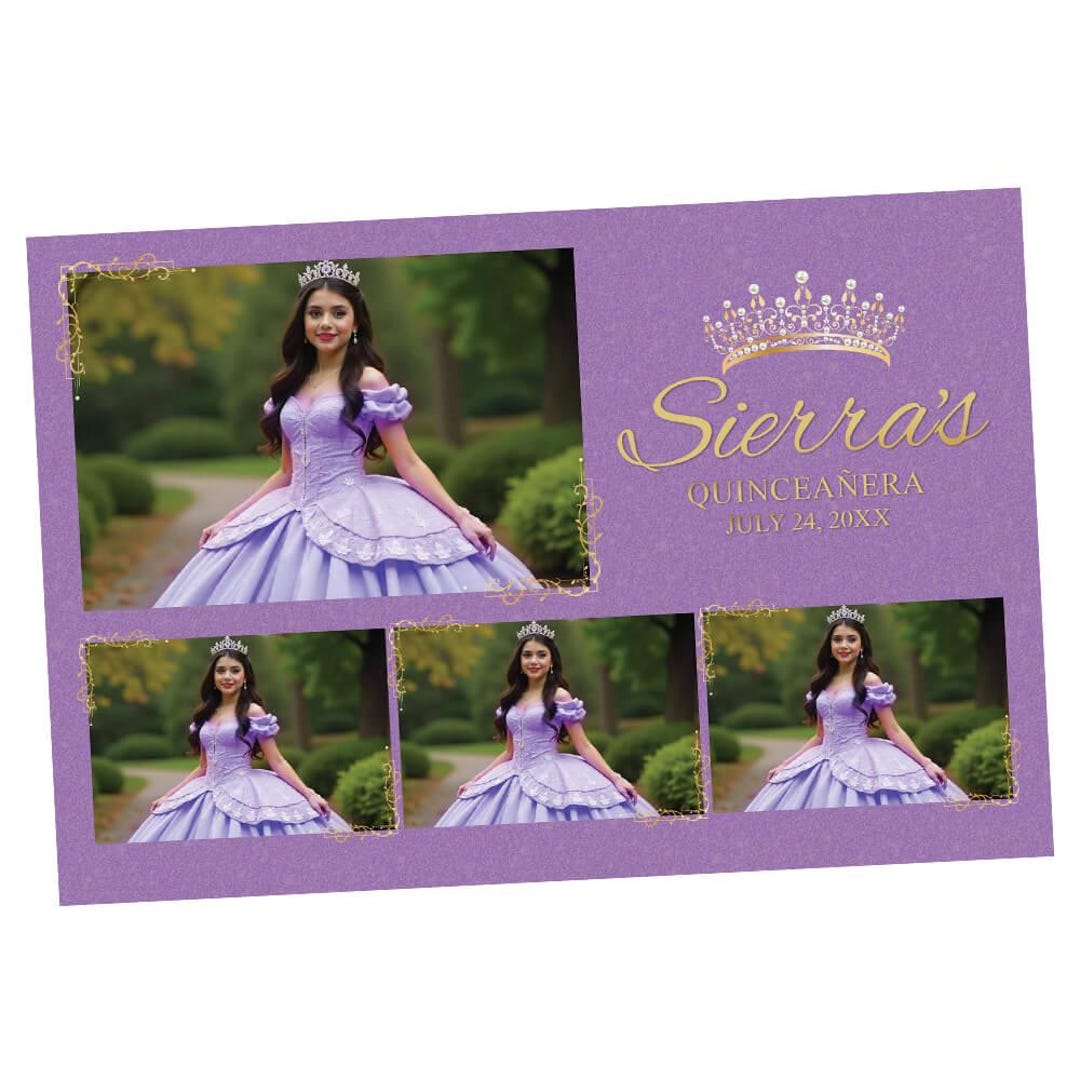 Quinceañera Gold Crown Photo Booth Frame, Radiant Orchid Birthday | PNG ...