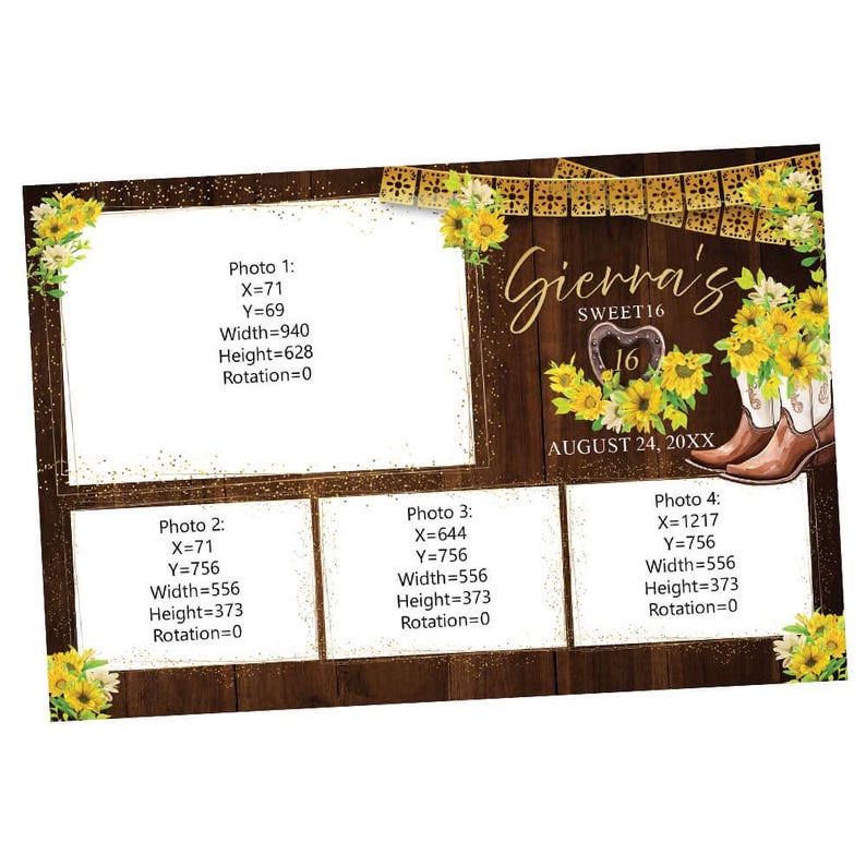 Sun Flower Quinceañera Photo Booth Frame for a Special Country Birthday ...