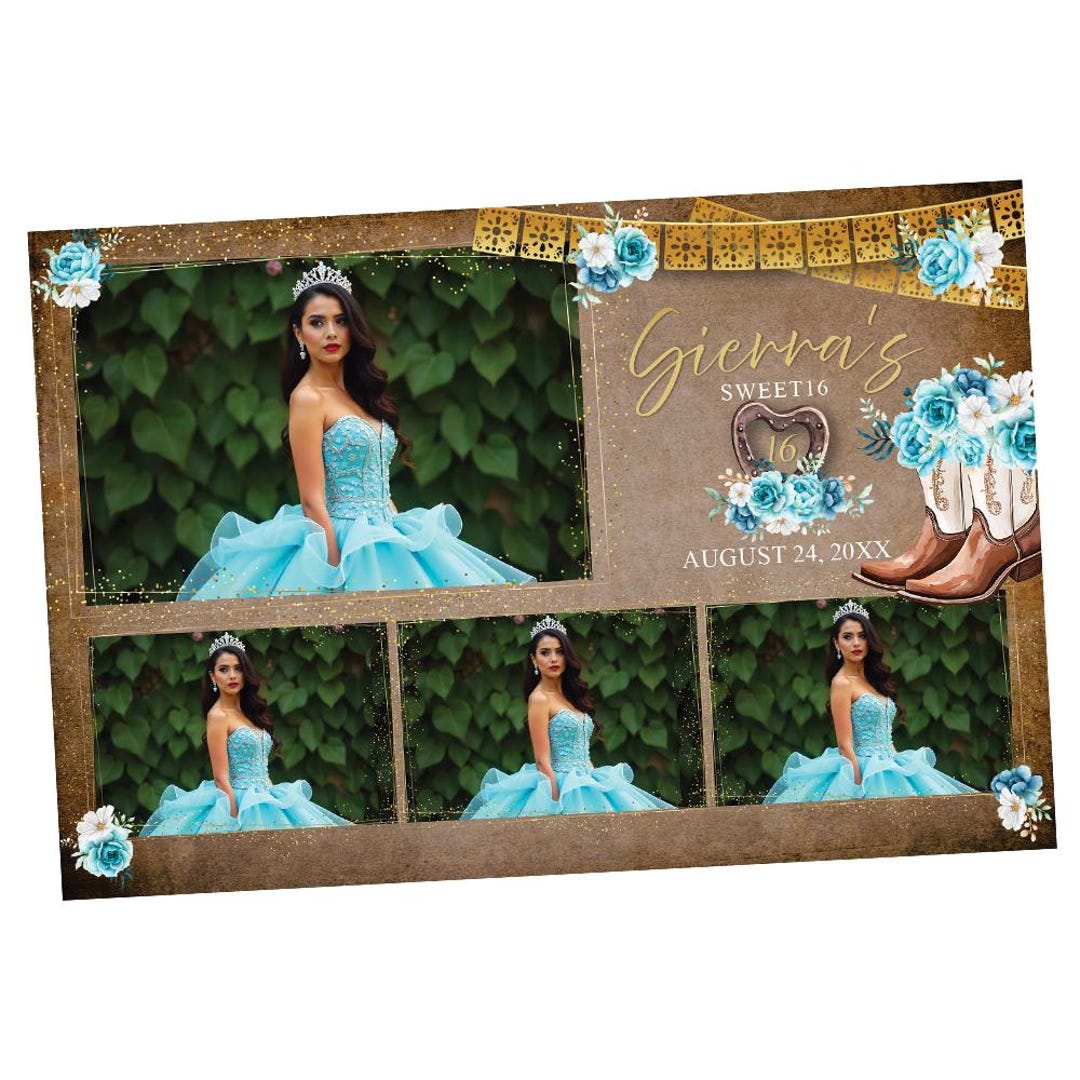 Teal Rose Quinceañera Photo Booth Frame for a Special Country Birthday ...