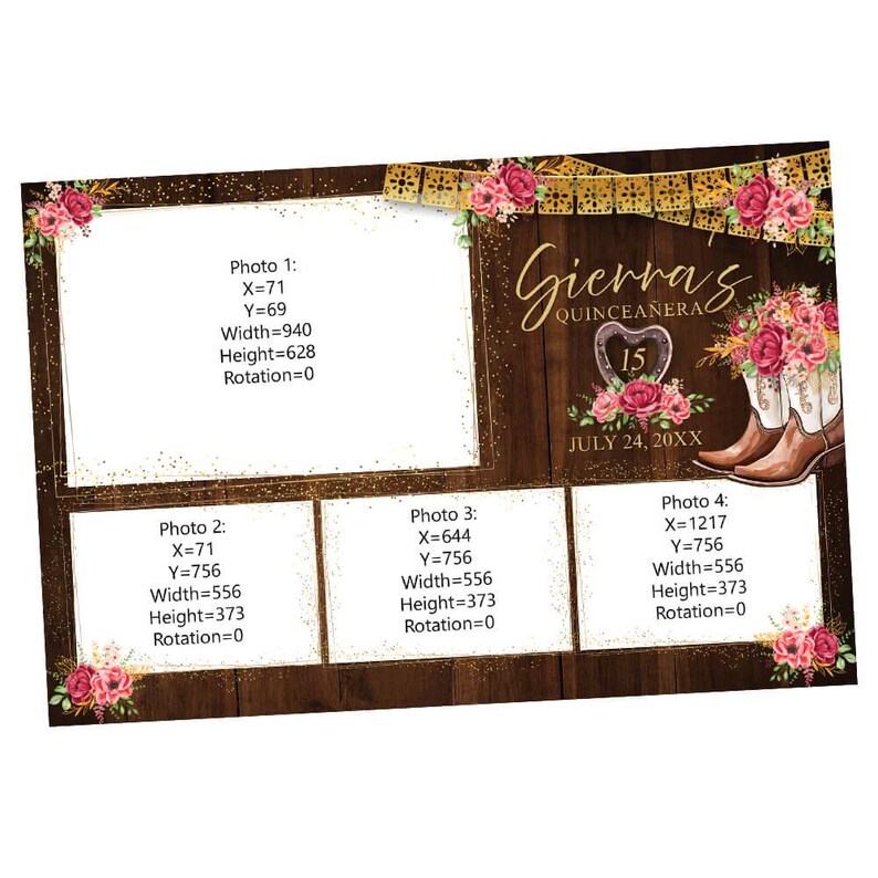 Pink Rose Quinceañera Photo Booth Frame for a Special Country Birthday ...