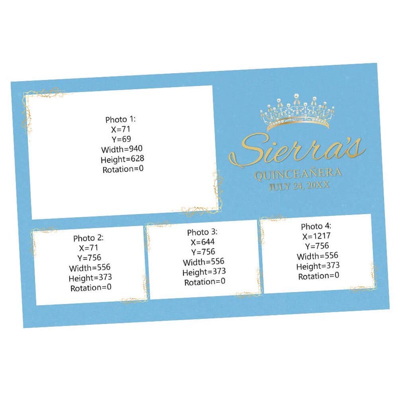 Quinceañera Gold Crown Photo Booth Frame, Light Blue Birthday | PNG ...