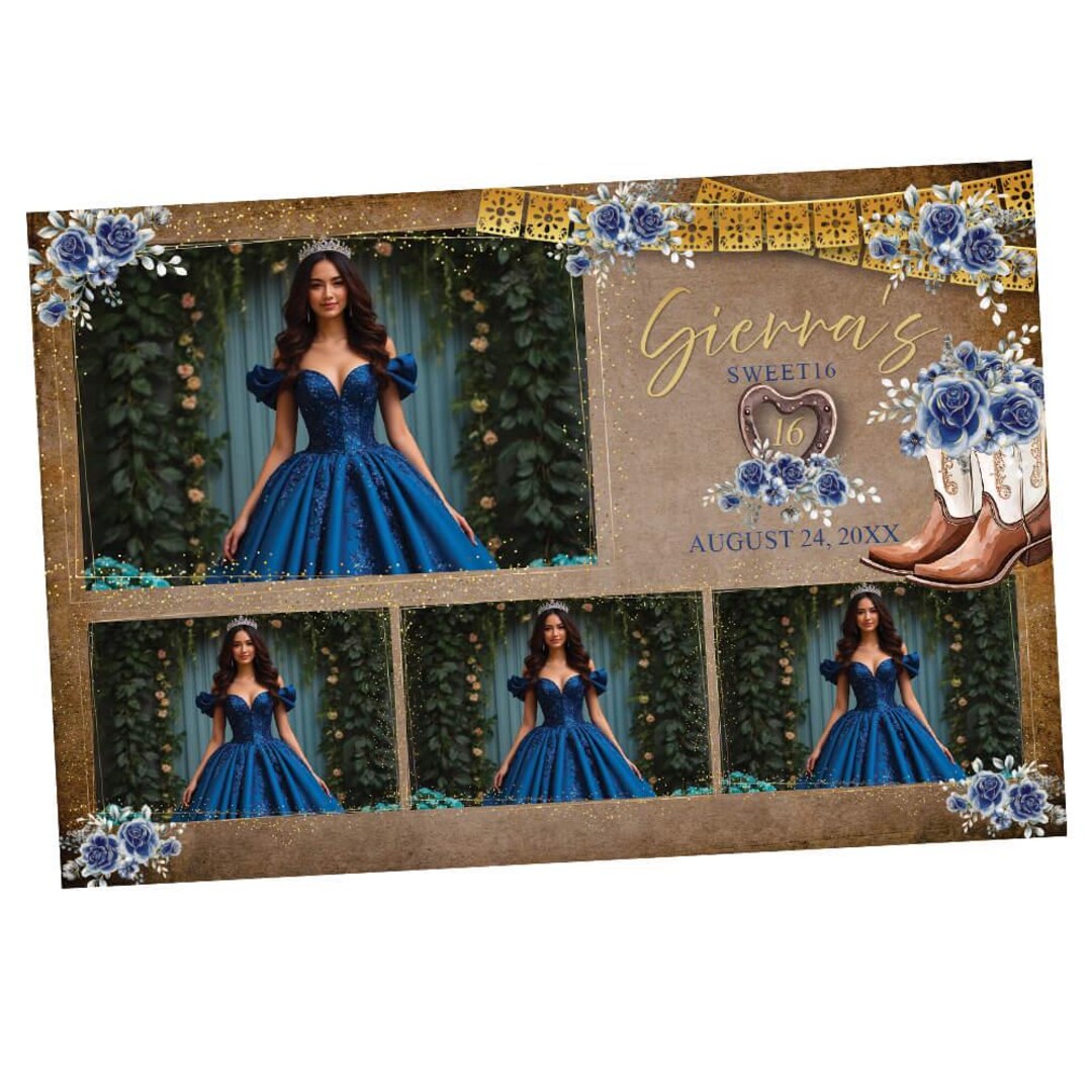 Blue Rose Quinceañera Photo Booth Frame for a Special Country Birthday ...