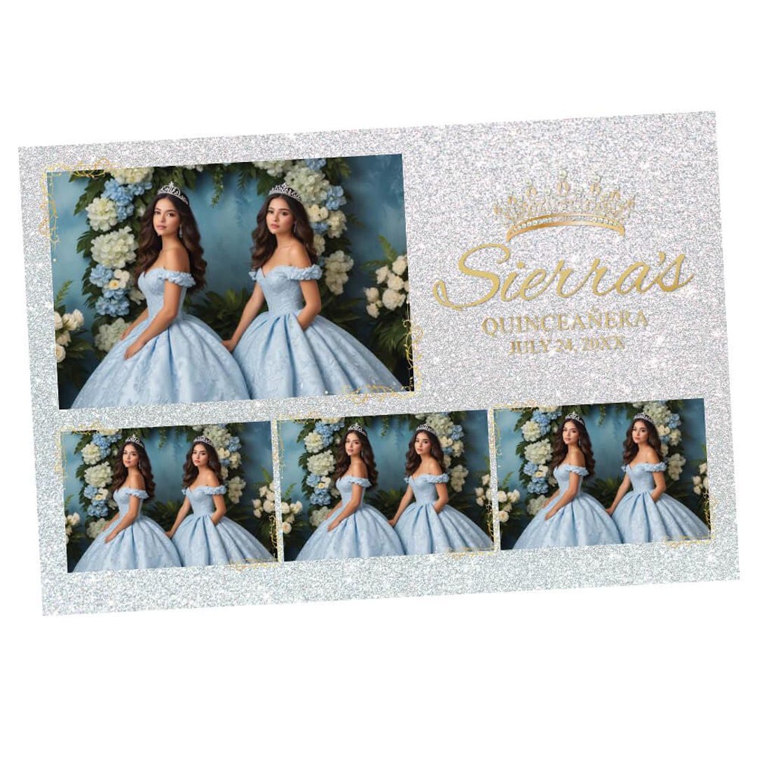 Quinceañera Gold Crown Photo Booth Frame, Radiant Silver Birthday | PNG ...