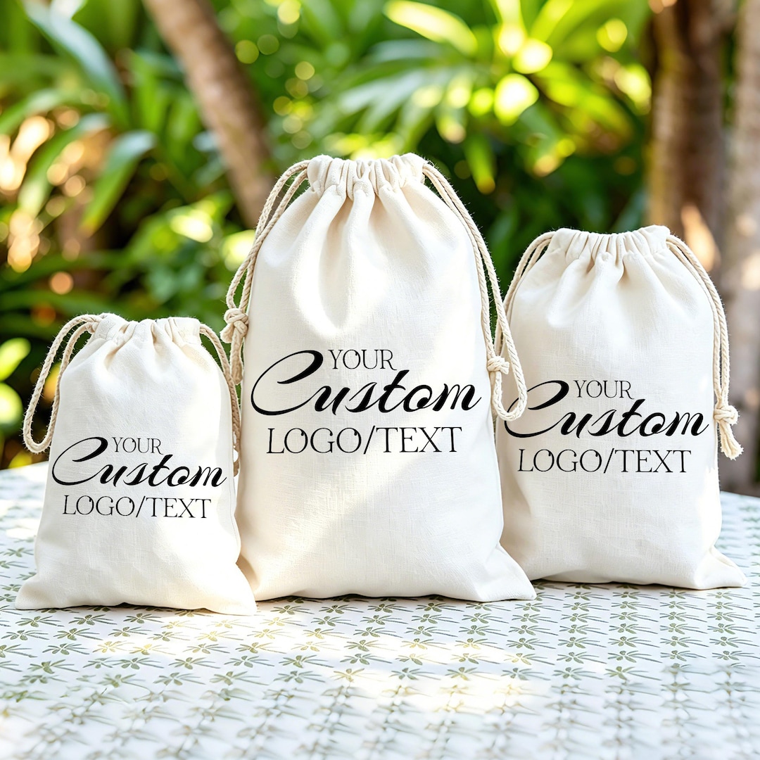 Custom Logo Cotton Drawstring Bags - Personalized Drawstring Pouch ...