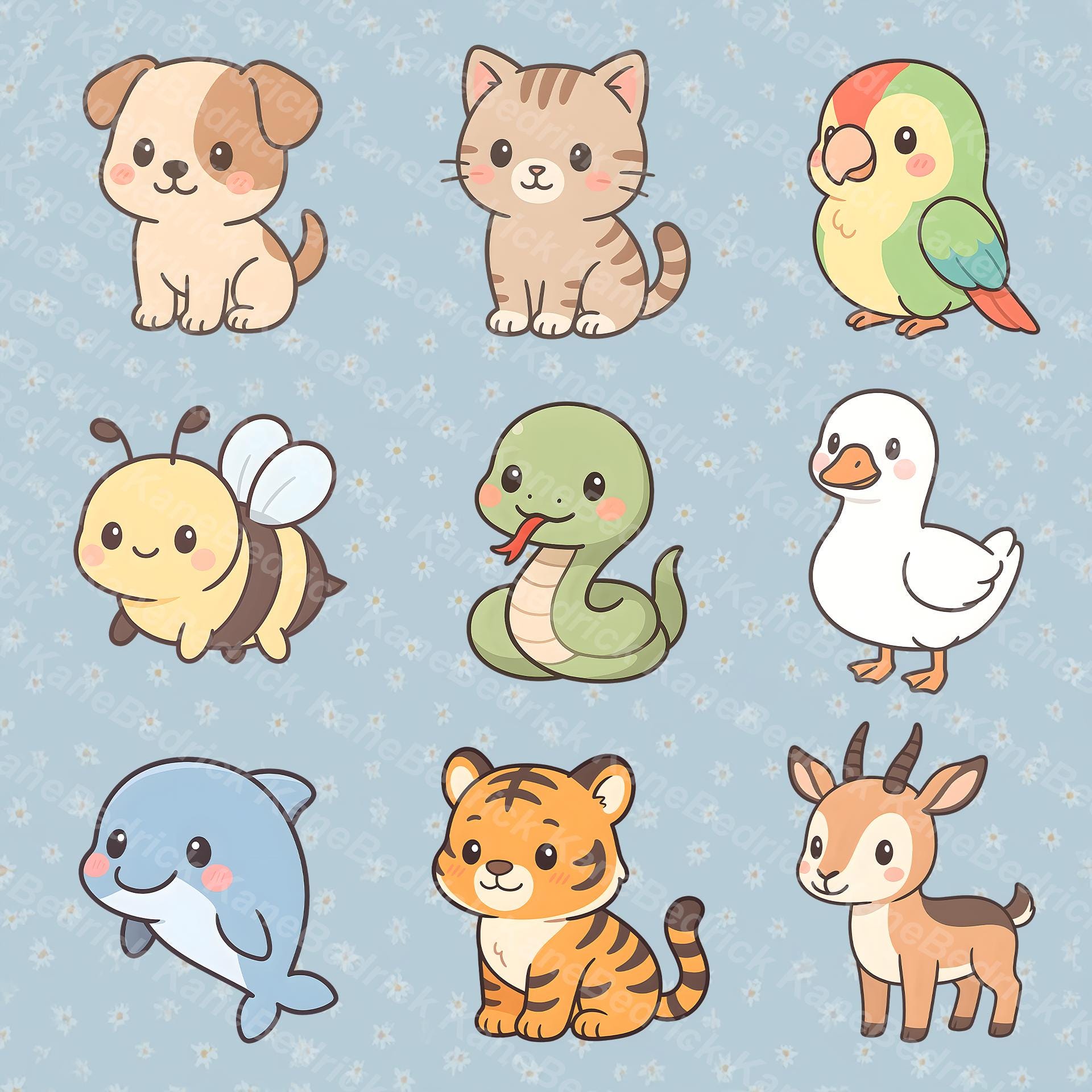 Cute Cartoon Animal Clipart Bundle – 54 PNG Files | High Resolution ...