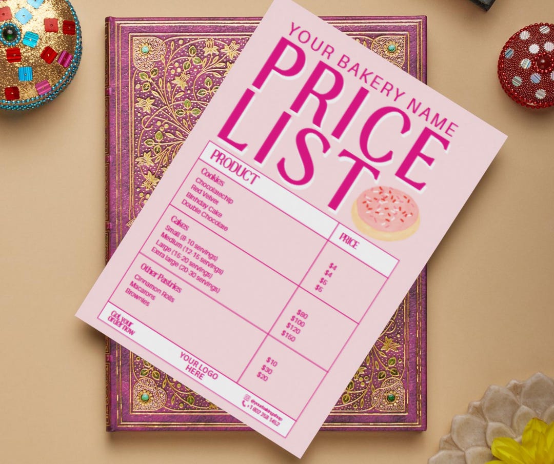 Cookie Price List Template: Bakery Menu, Editable Canva Design (digital ...