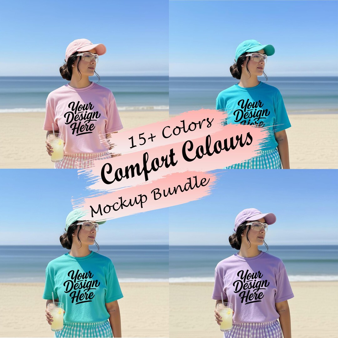 Comfort Colors 1717 T-shirt Mockup Bundle | Beach Lifestyle (digital ...